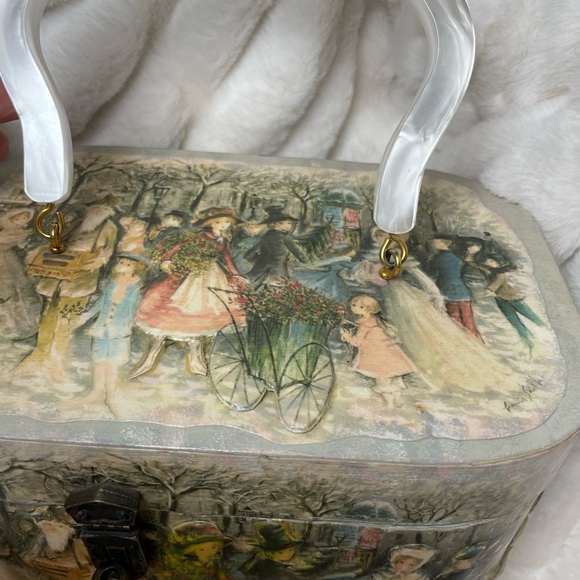 Other | Vintage Handcarved Bag With Acrylic Pearlized Handle | Poshmark